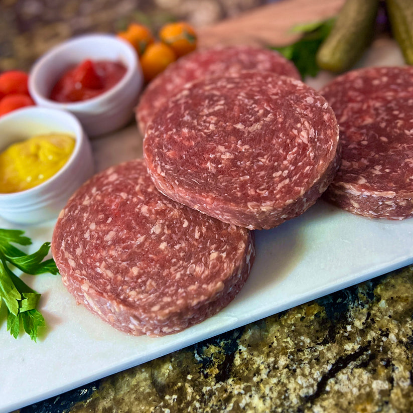 Burger Patties, Signature Blend, Grass-Fed & Dry-Aged – Crossroads Beef